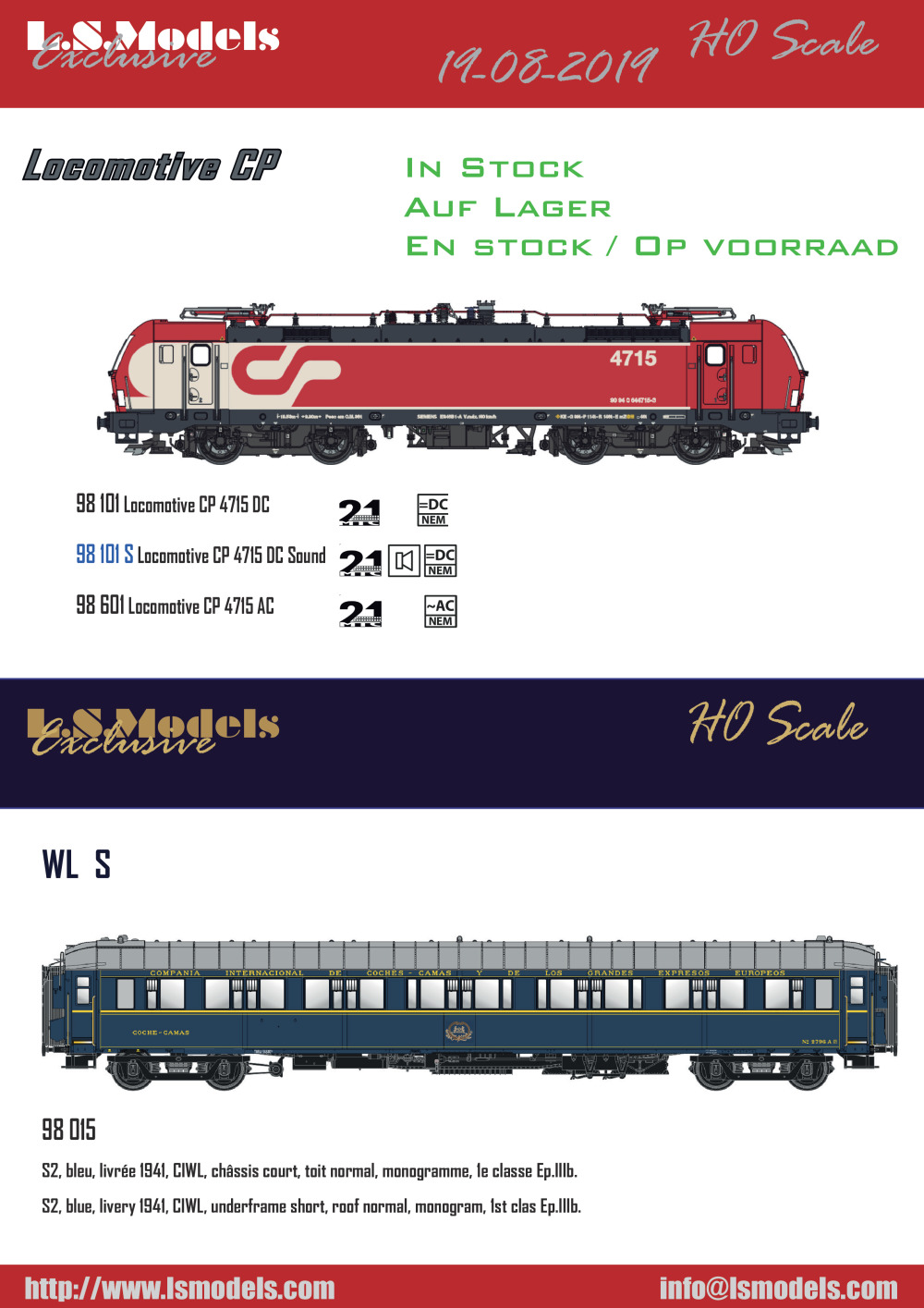 LS Models - Locomotive CP / Coche camas WL S CIWL | TrainsDepot.org
